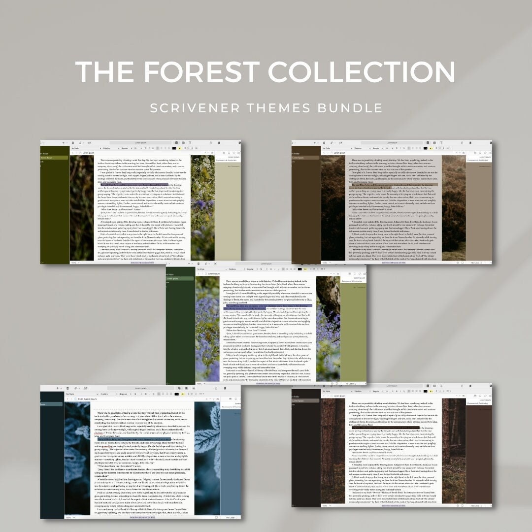 Forest Collection Scrivener Themes | 5 Scrivener Themes Bundle | Mac OS ...