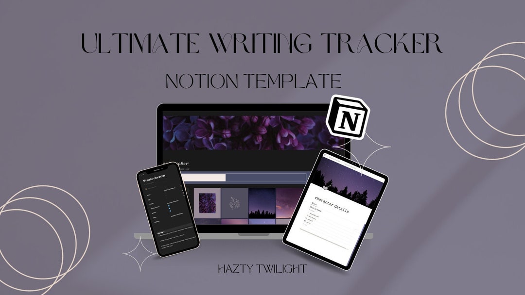 Ultimate Writing Tracker | Notion Template - Hazy Twilight Theme ...