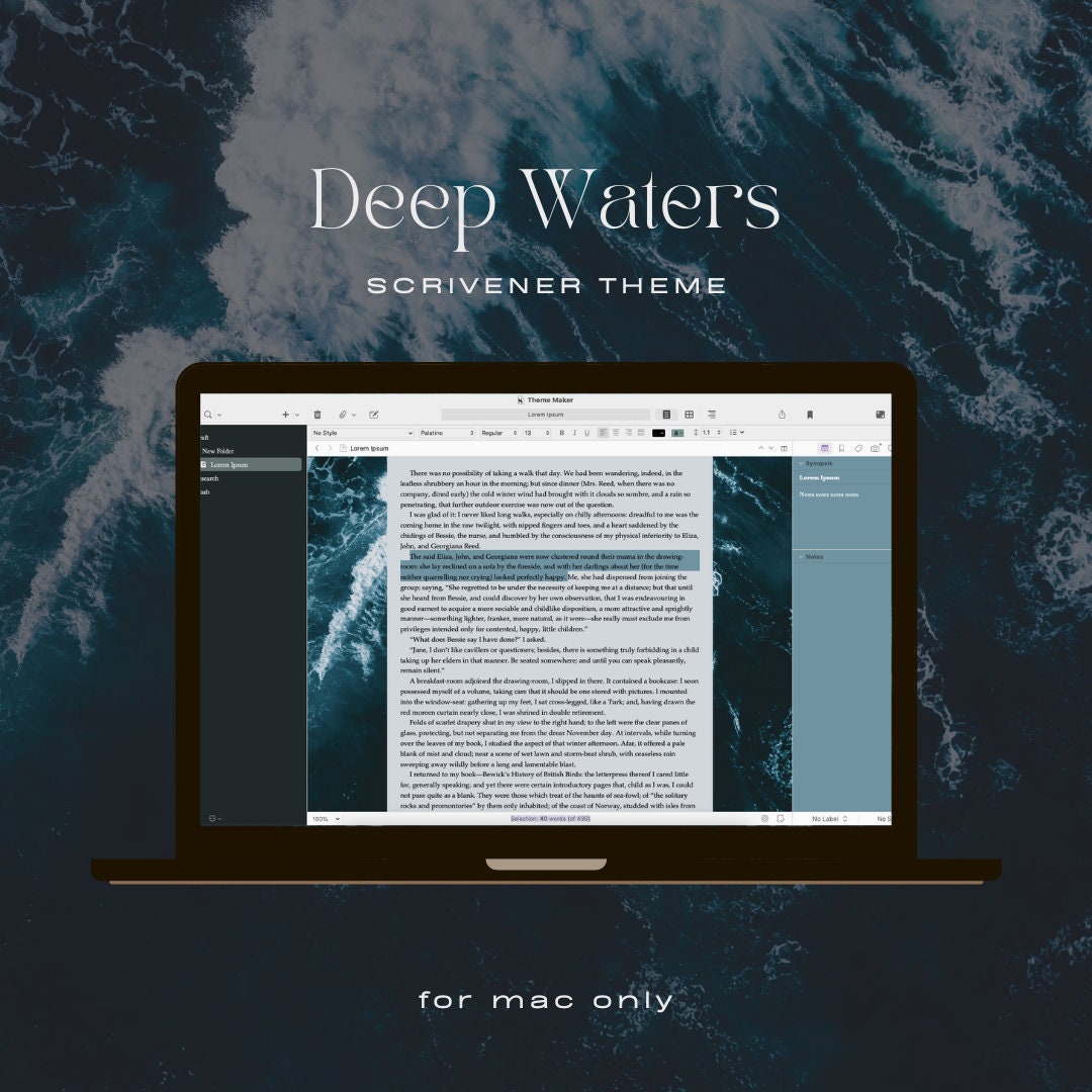 Deep Waters Scrivener Theme | Scrivener Themes | Mac OS - Etsy
