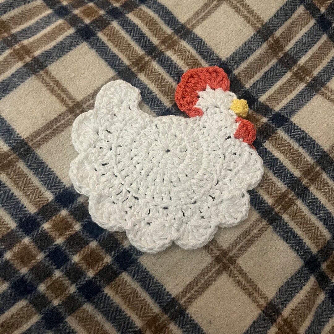 Chicken Coaster | Crochet Chicken Coaster | Handmade 100% Cotton ...