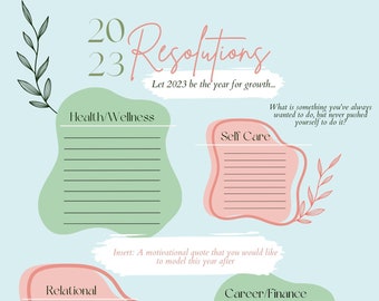 New Years Resolution Year in Review Printable Planner Cards Instant ...