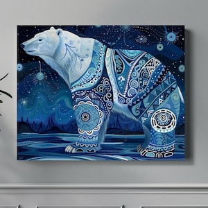 Inuit Art, Polar Bear Canvas, Native American, Alaskan Native Artwork ...
