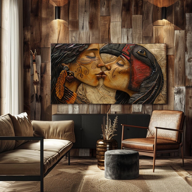 Indigenous Couple Embracing Love Art, Indigenous Art, Tribal Art ...