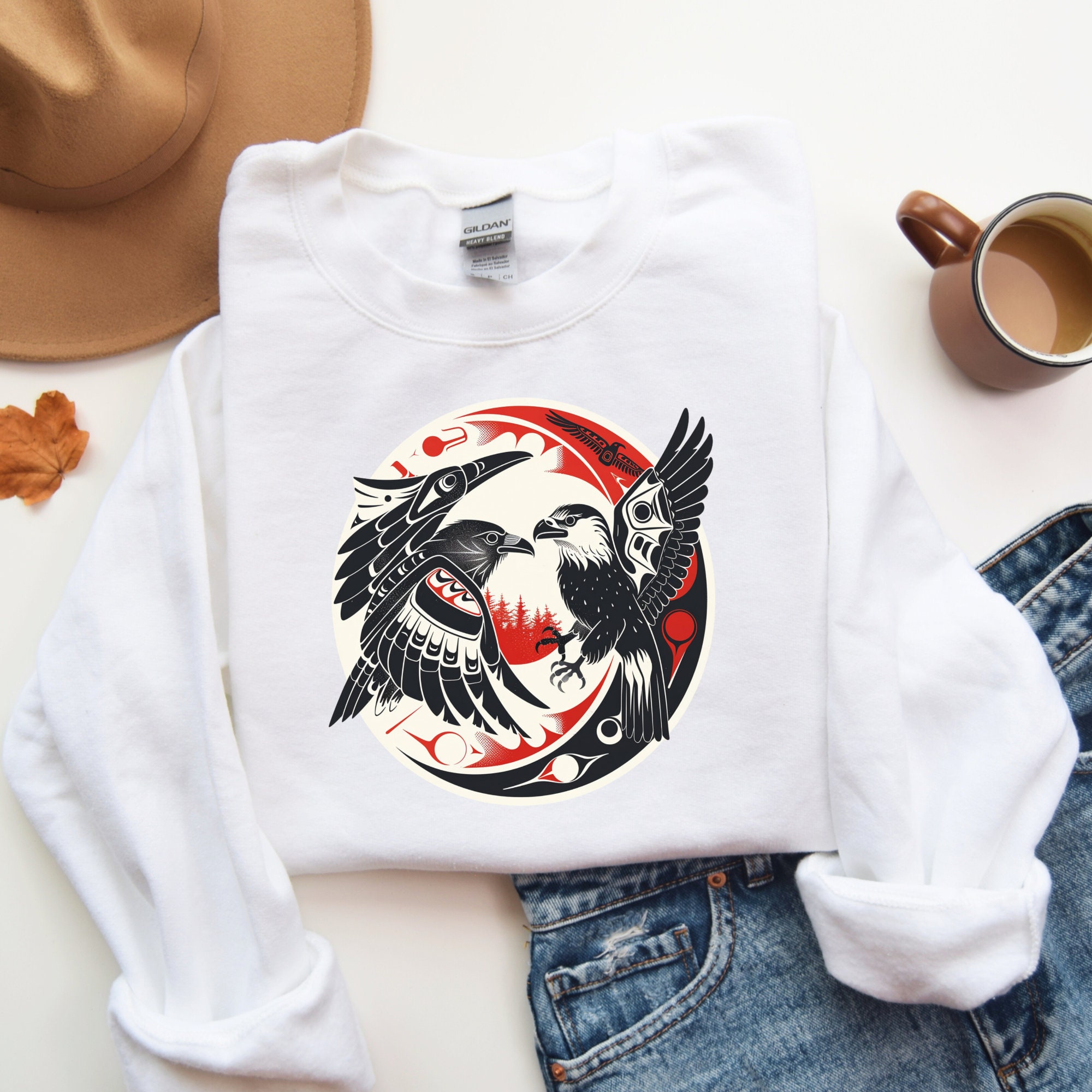Pacific Northwest Raven and Eagle Sweater, Tlingit Tribal Art ...
