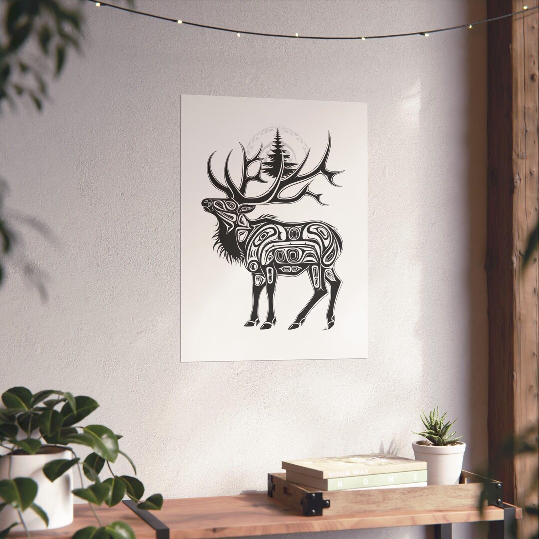 Indigenous Art, Native American, Tribal Deer Design, Cultural Art , Wildlife, Haida, Tlingit ...