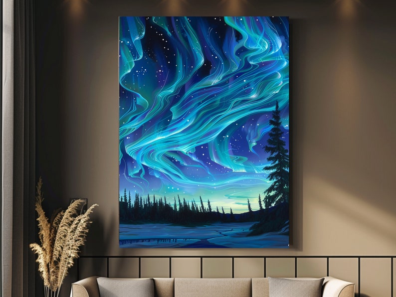 Inuit Aurora Borealis Art Print, Northern Lights Poster, Arctic Wall ...