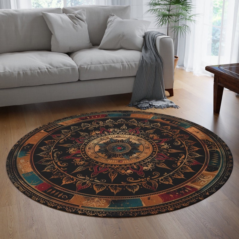 Round Boho Rug - Etsy