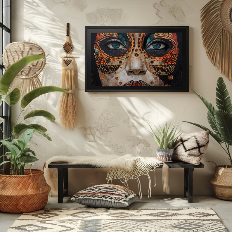 Indigenous Art Print, Boho Chic Wall Decor, Tribal & Native Gloss ...