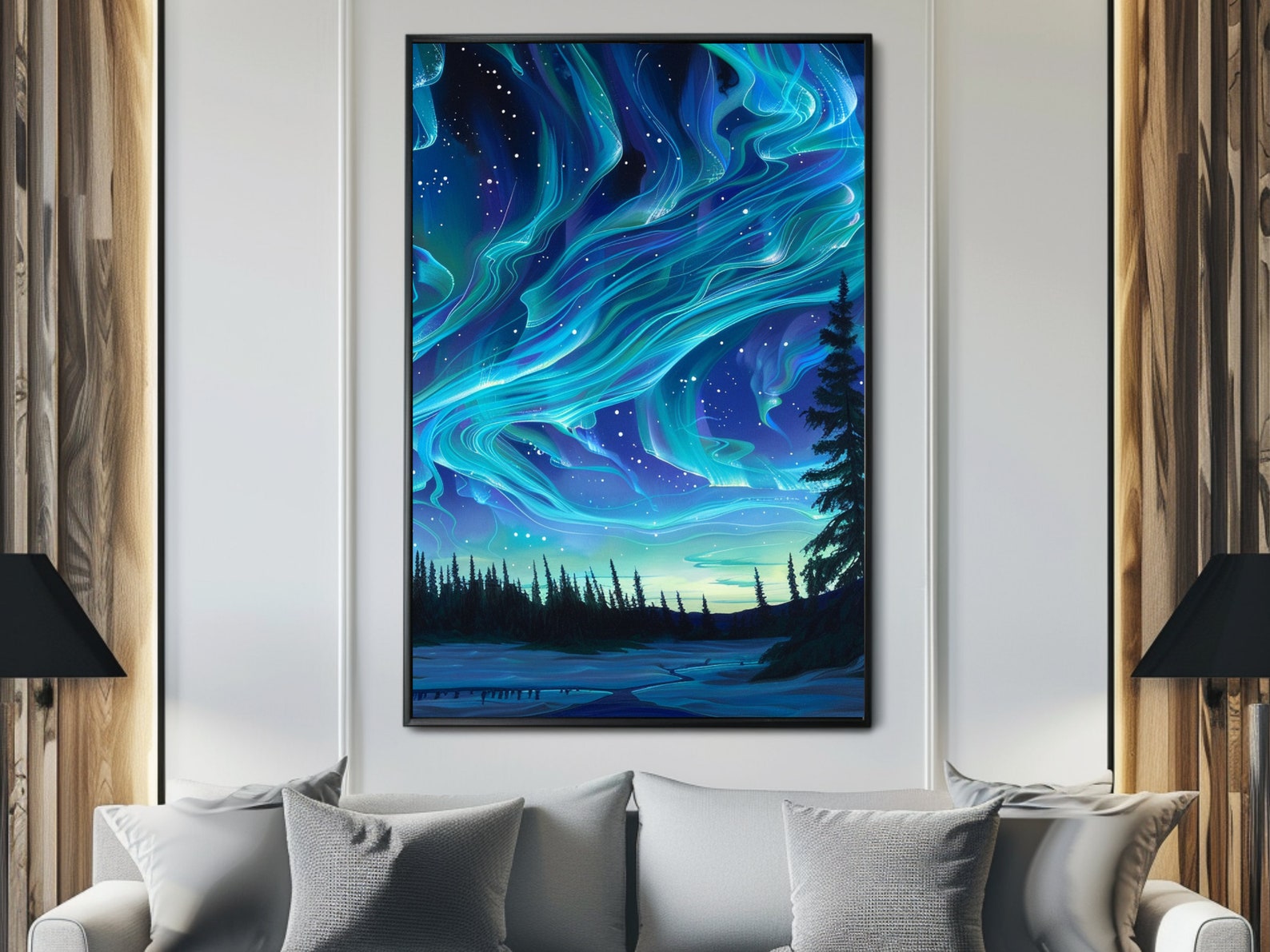Inuit Aurora Borealis Art Print, Northern Lights Poster, Arctic Wall ...