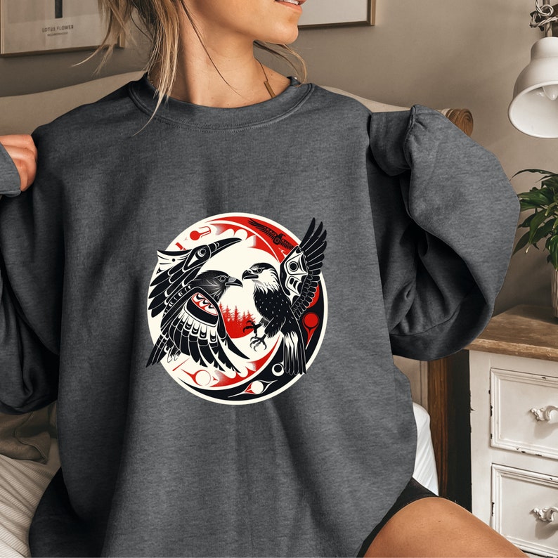 Pacific Northwest Raven and Eagle Sweater, Tlingit Tribal Art ...