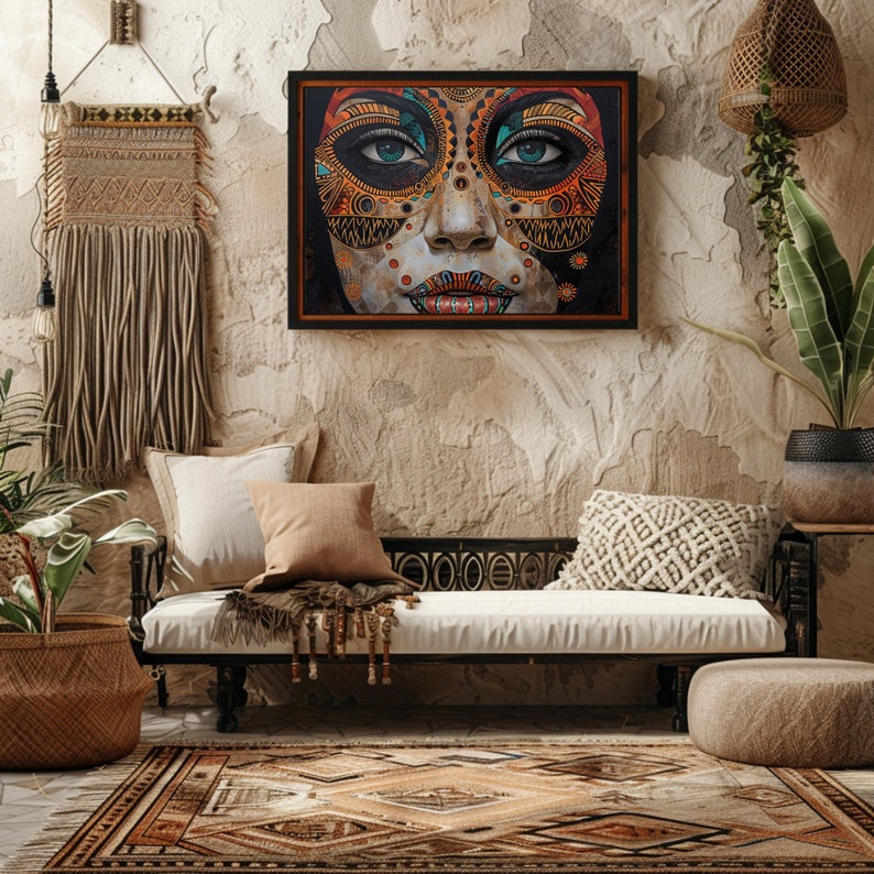 Indigenous Art Print, Boho Chic Wall Decor, Tribal & Native Gloss ...