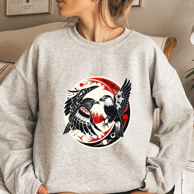 Pacific Northwest Raven and Eagle Sweater, Tlingit Tribal Art ...