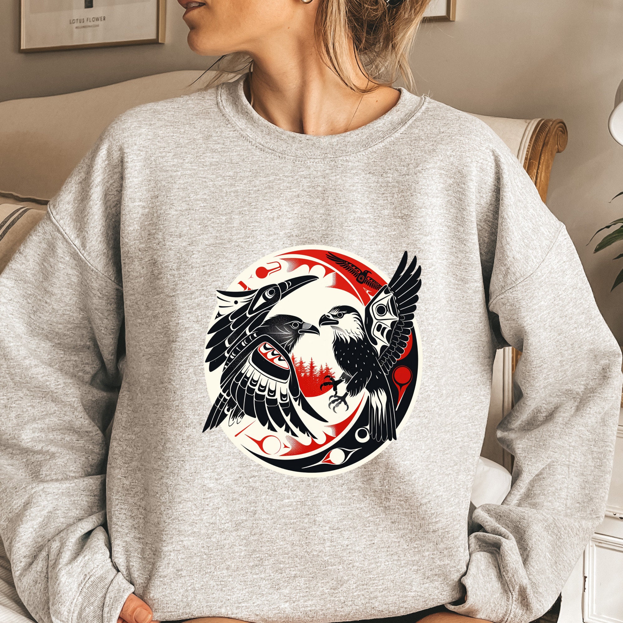 Pacific Northwest Raven and Eagle Sweater, Tlingit Tribal Art ...