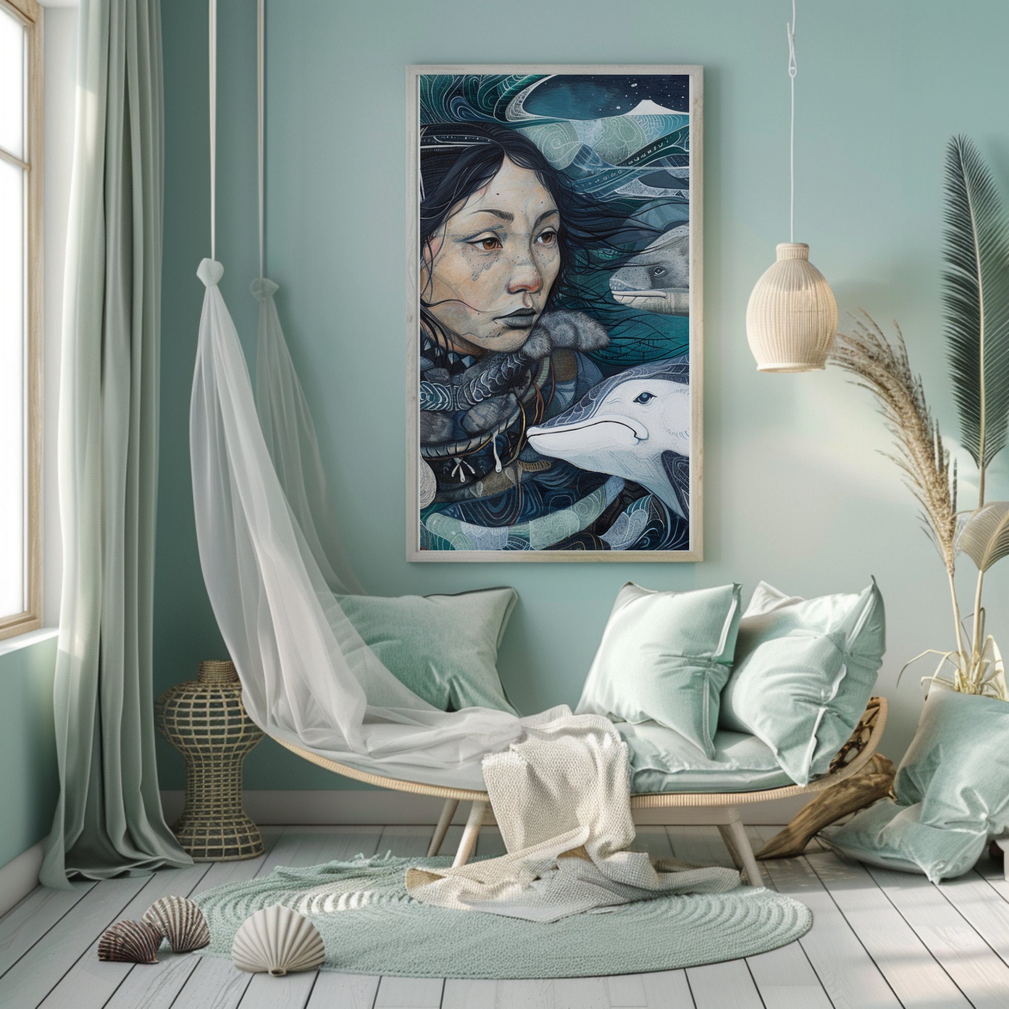 Sedna Inuit Mythology Sea Goddess Legend Poster, Goddess of the Sea Art ...