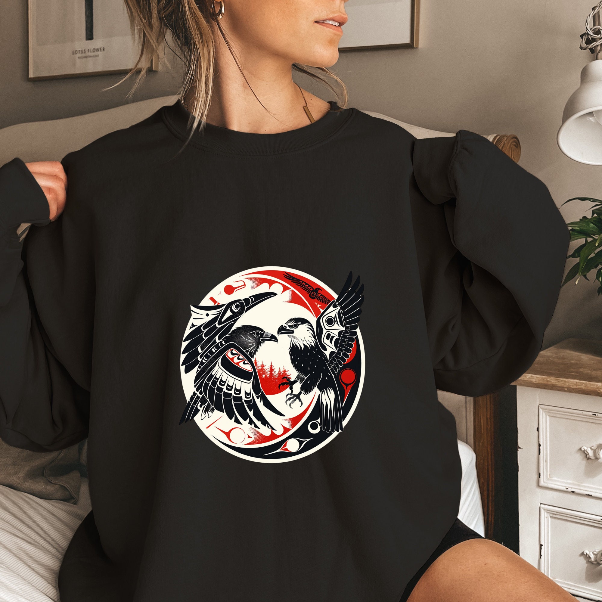 Alaskan Native Sweater, Raven and Eagle Tee, Tlingit and Haida Art ...