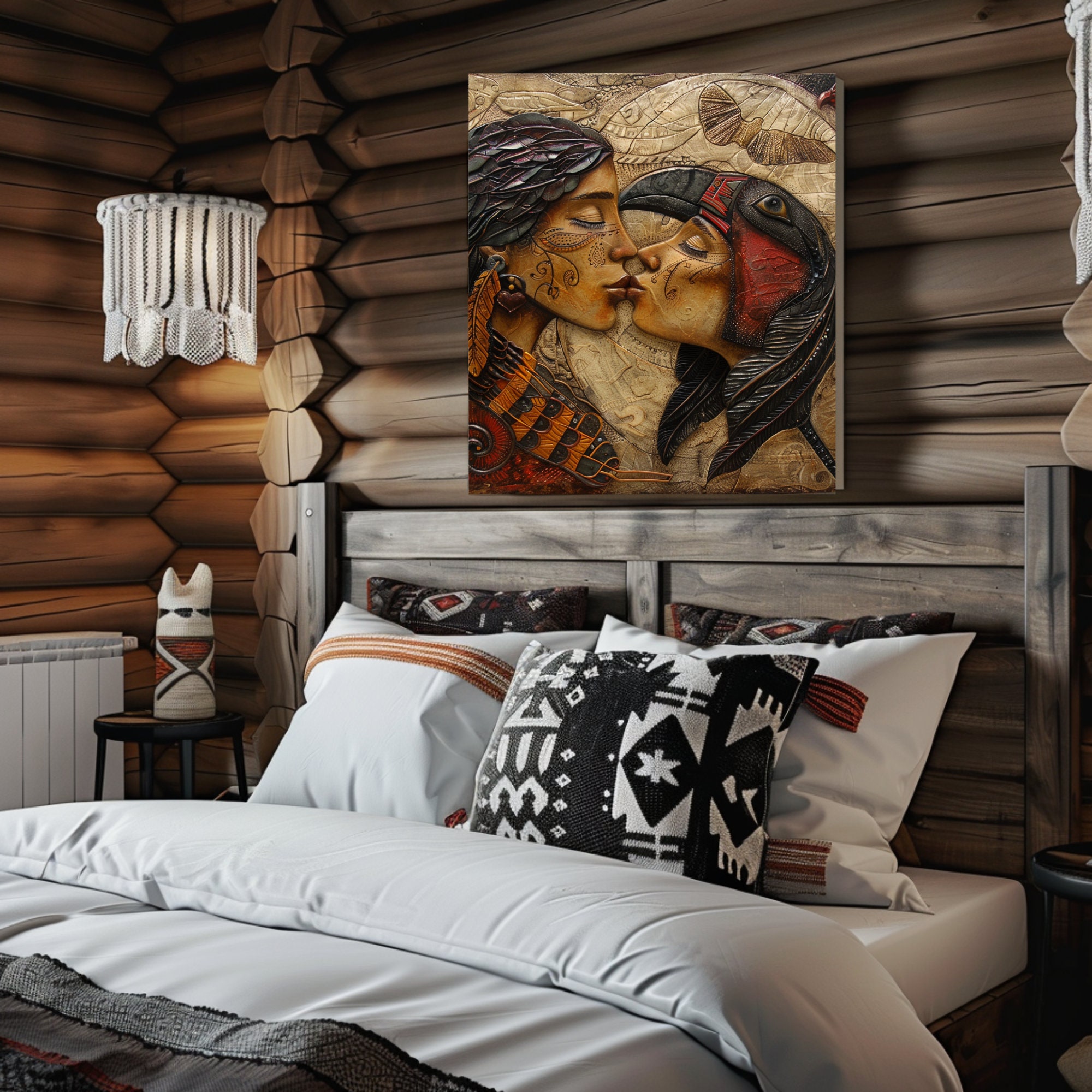 Indigenous Couple Embracing Love Art, Indigenous Art, Tribal Art ...