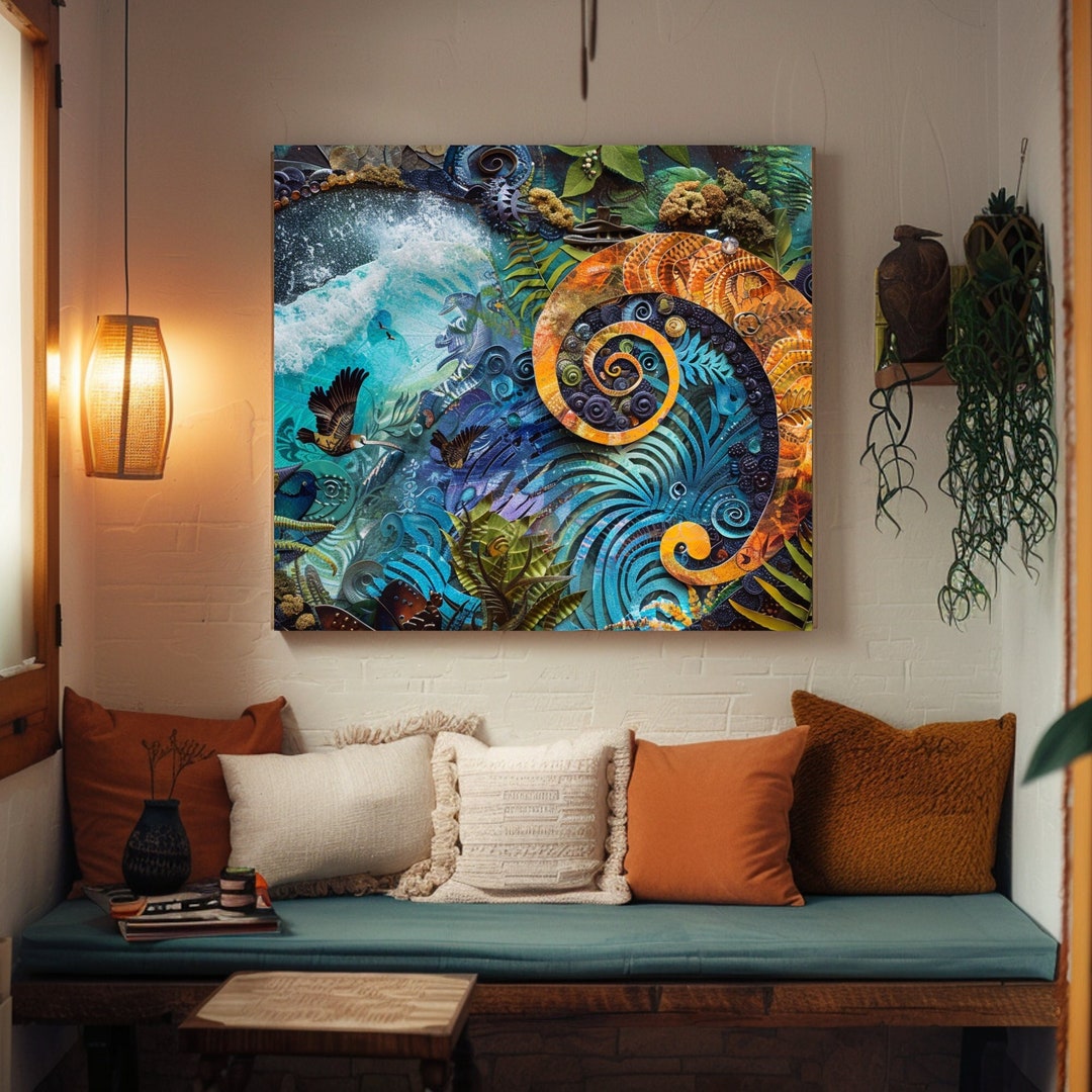 Maori Culture Art Collage, Koru Spiral & Unity Maori Patterns, Nature ...