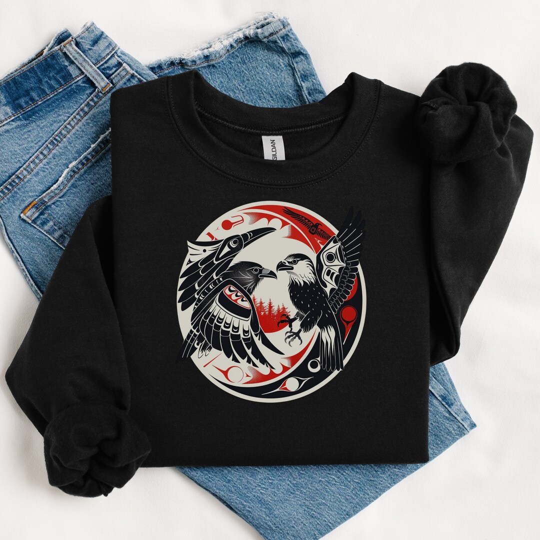 Pacific Northwest Raven and Eagle Sweater, Tlingit Tribal Art ...