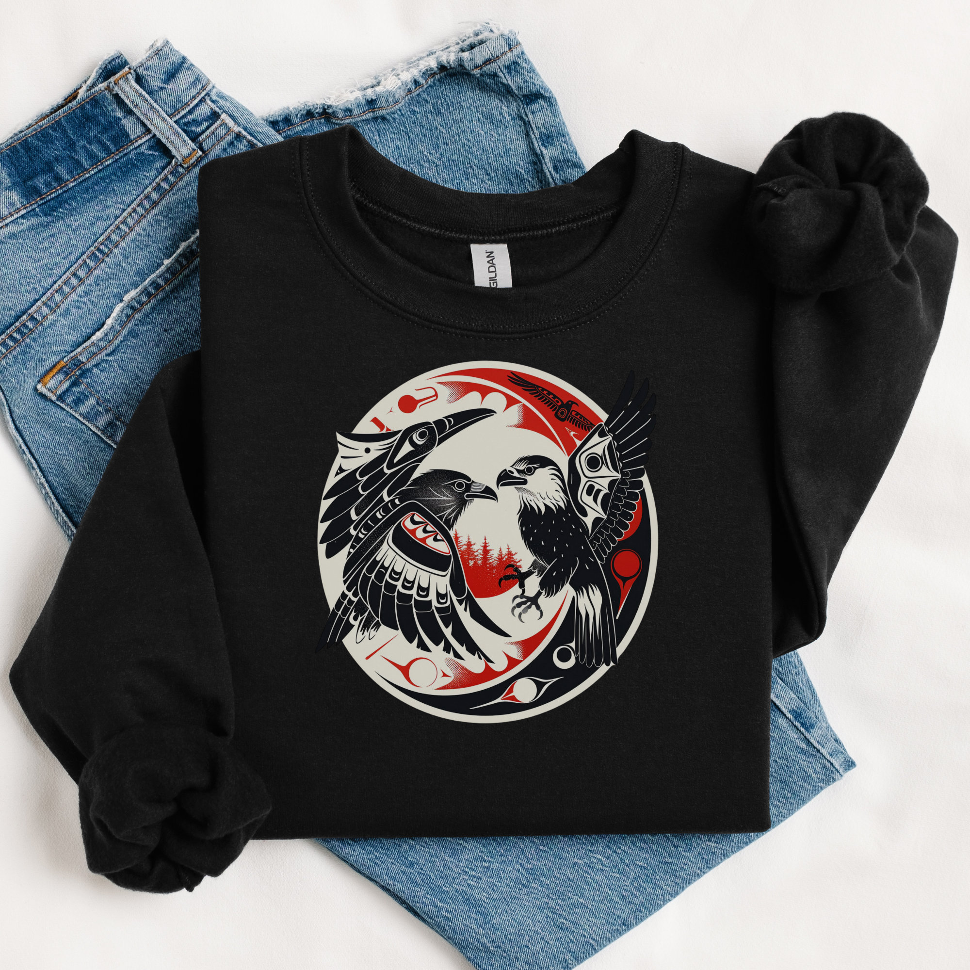 Pacific Northwest Raven and Eagle Sweater, Tlingit Tribal Art ...