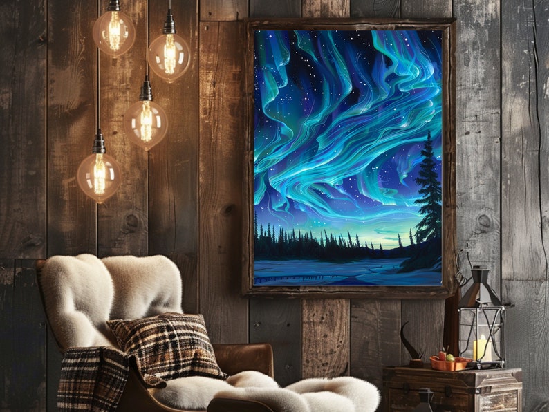 Inuit Aurora Borealis Art Print, Northern Lights Poster, Alaska Inuit ...