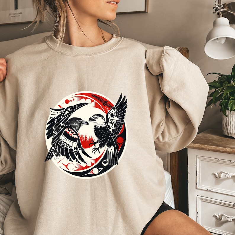 Pacific Northwest Raven and Eagle Sweater, Tlingit Tribal Art ...