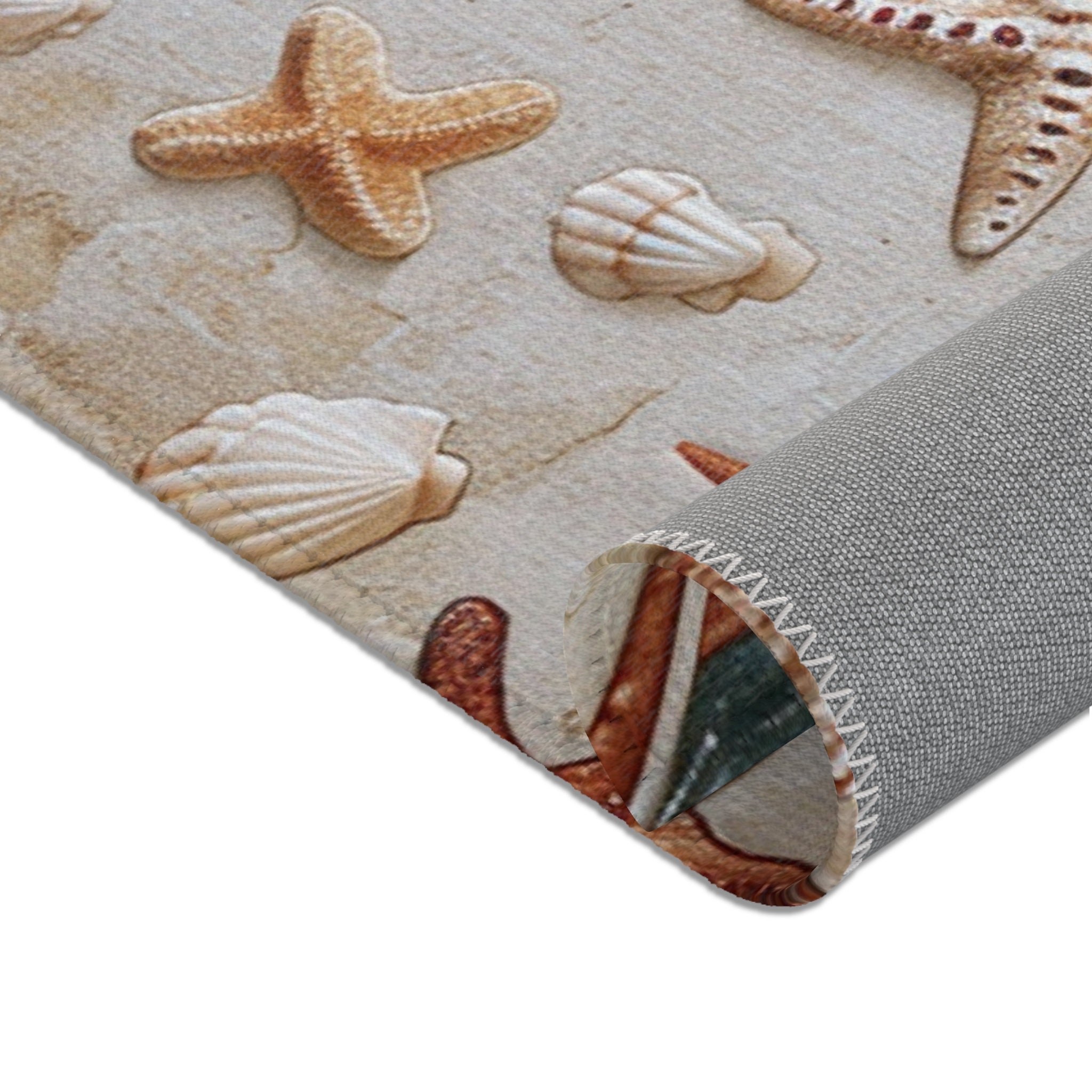 Seashell Beach Themed Rug - Starfish Area Rug, Nautical Living Room ...