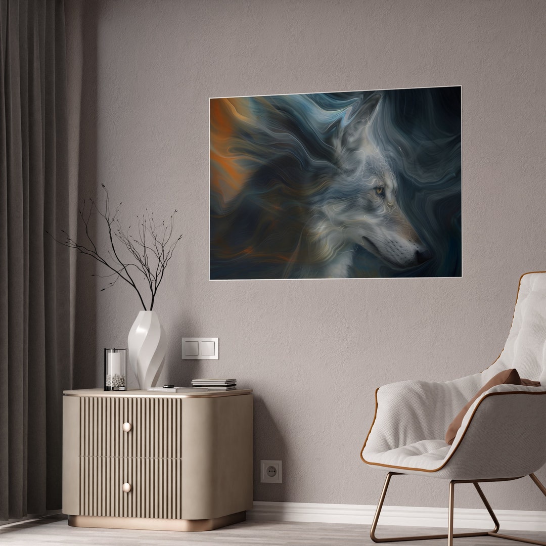 Inuit Inspired Wolf Spirit Animal Poster Abstract Arctic Wolf Art Print ...