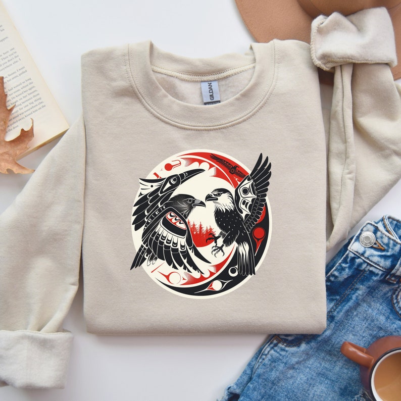 Pacific Northwest Raven and Eagle Sweater, Tlingit Tribal Art ...