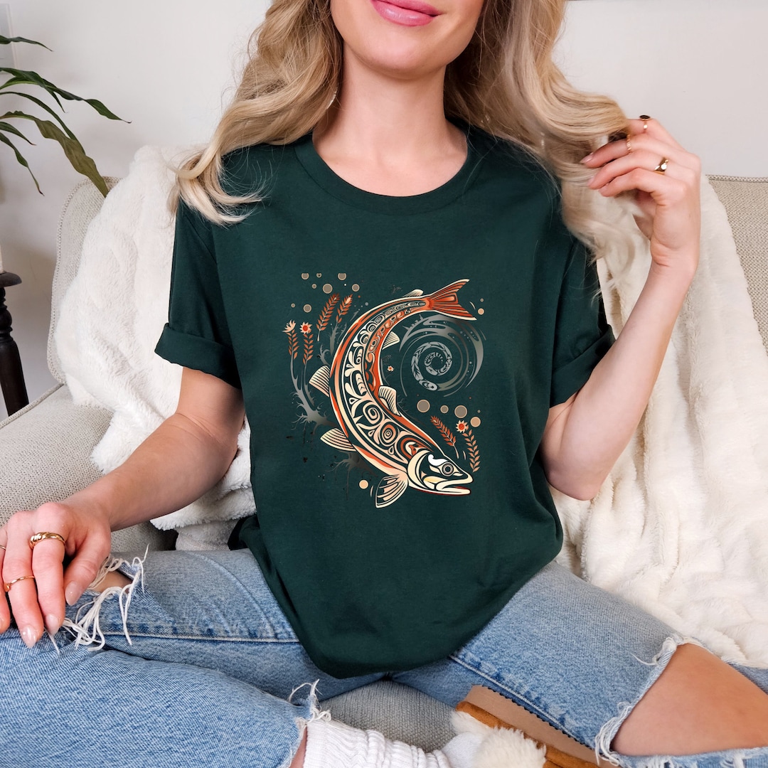 Haida Salmon Shirt, Tlingit and Haida Salmon, Metis Art, Native ...