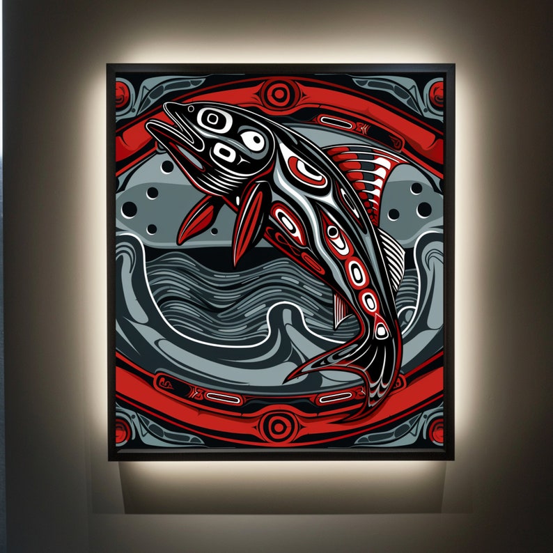 Haida Salmon Art Print, Traditional Haida Art, Tribal Tlingit Art for ...