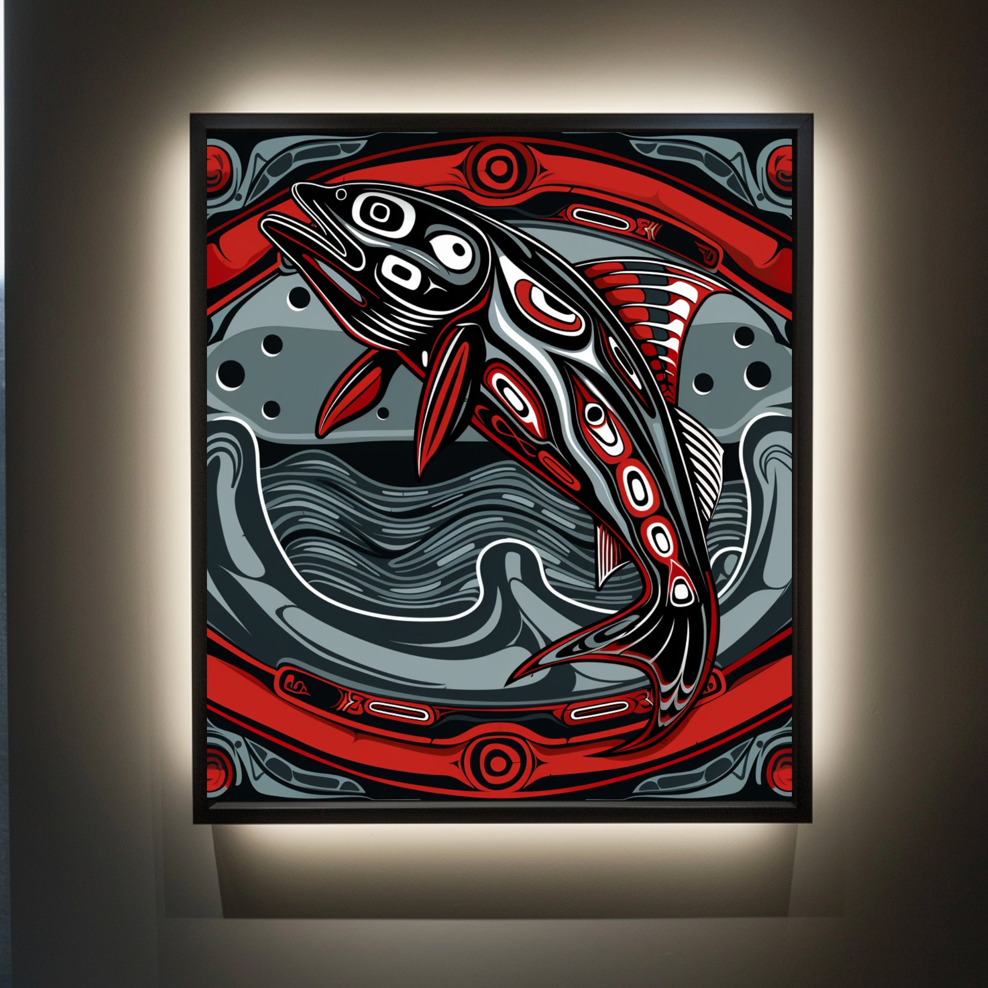 Haida Salmon Art Print, Traditional Haida Art, Tribal Tlingit Art for ...