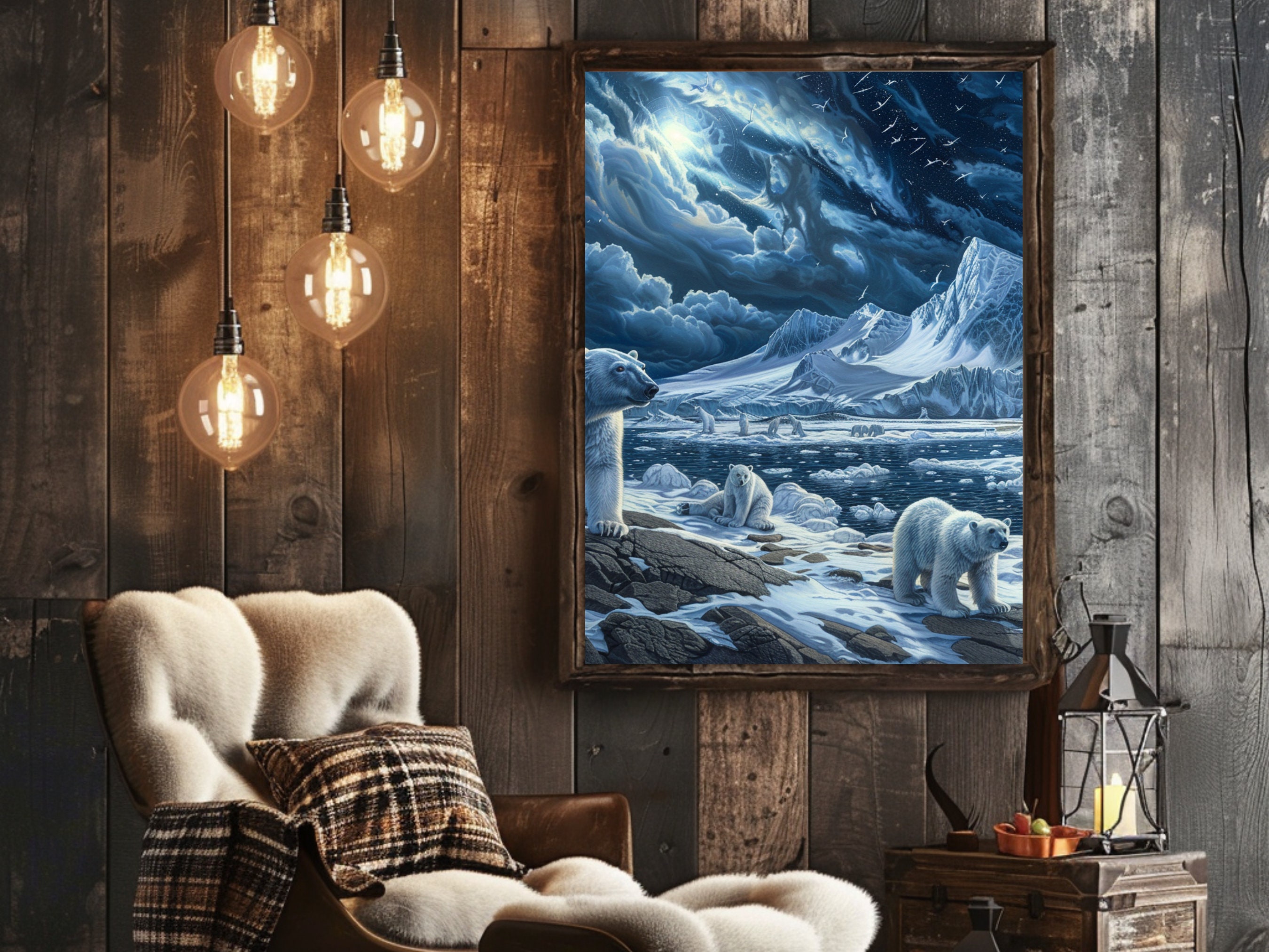 Polar Bear Art Print, Inuit Inspired Wall Art, Inupiaq, Alaskan Home ...