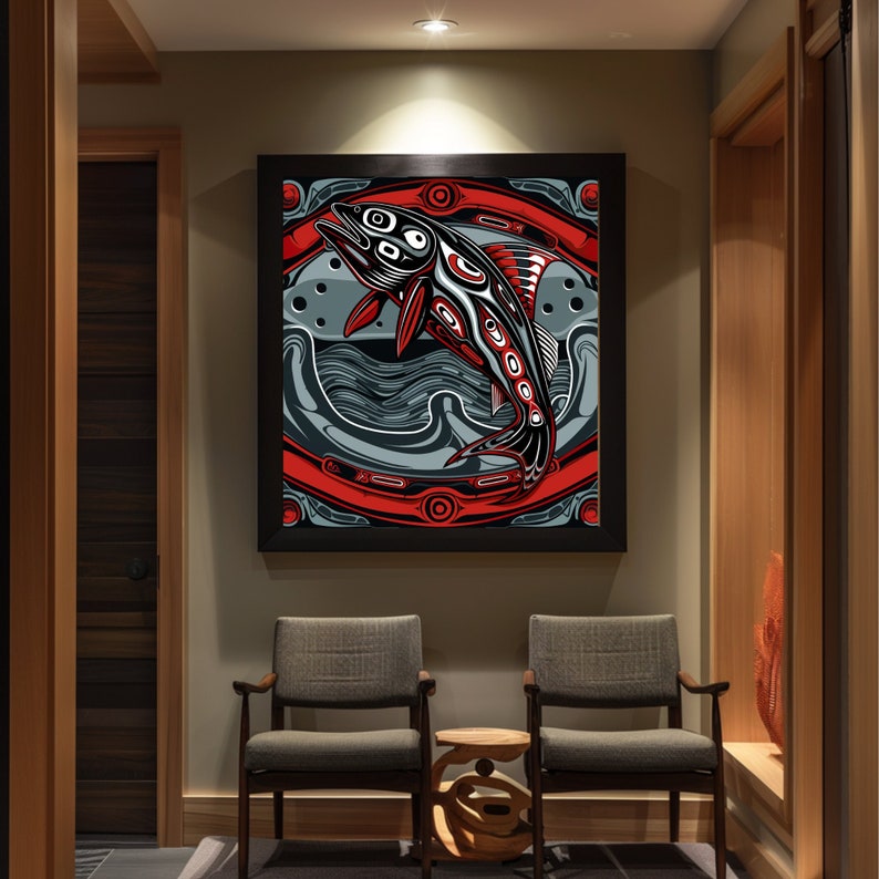Haida Salmon Art Print, Traditional Haida Art, Tribal Tlingit Art for ...