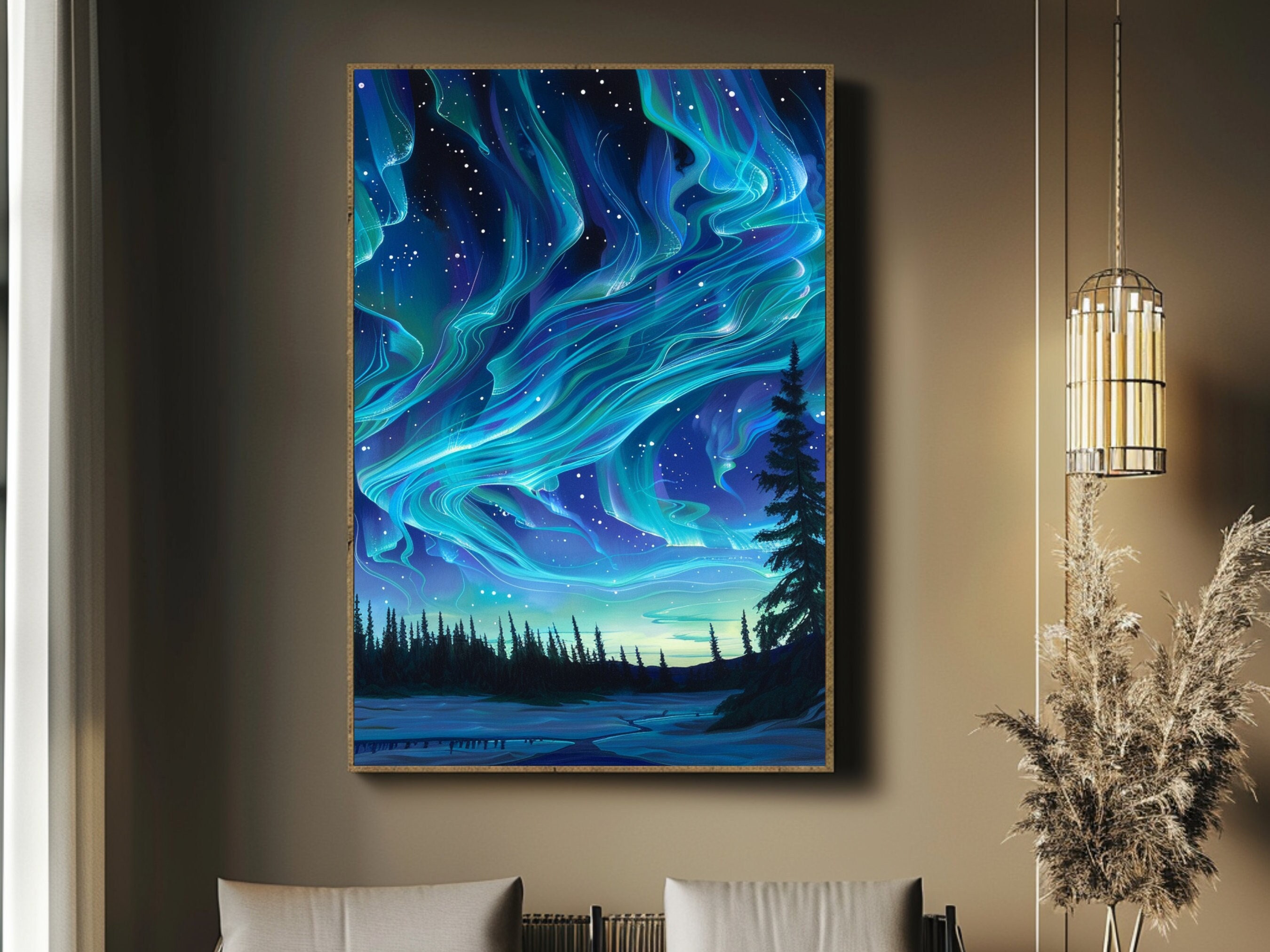 Inuit Aurora Borealis Art Print, Northern Lights Poster, Arctic Wall ...