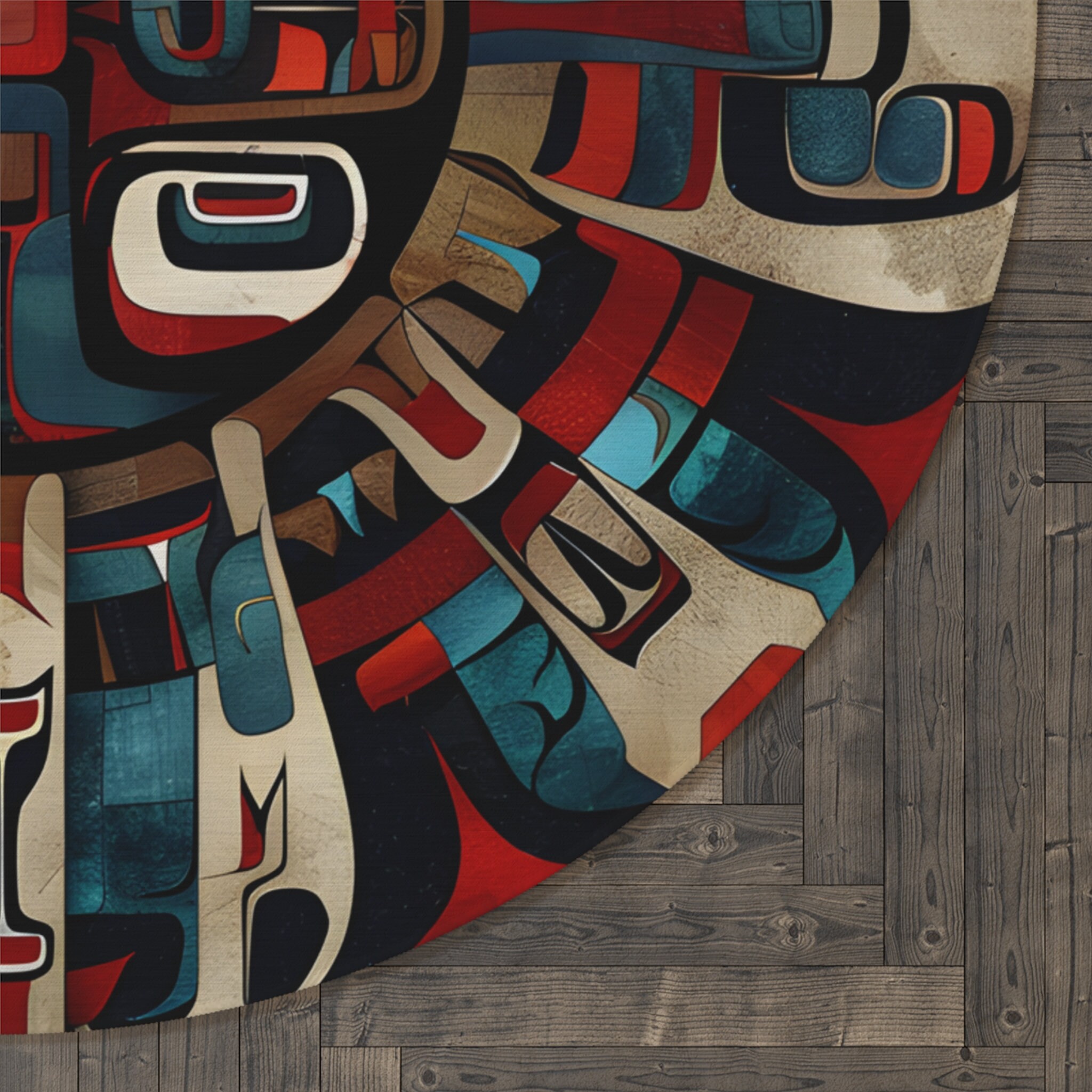 Native American Rug Pacific Northwest Navajo Round Rug, Indigenous ...