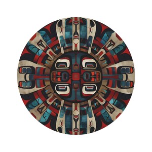 Native American Rug, Pacific Northwest Navajo Round Rug, Indigenous ...