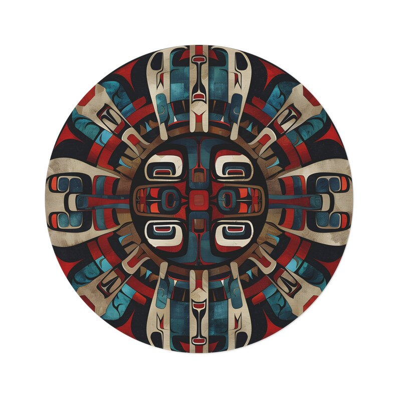 Native American Rug Pacific Northwest Navajo Round Rug, Indigenous ...