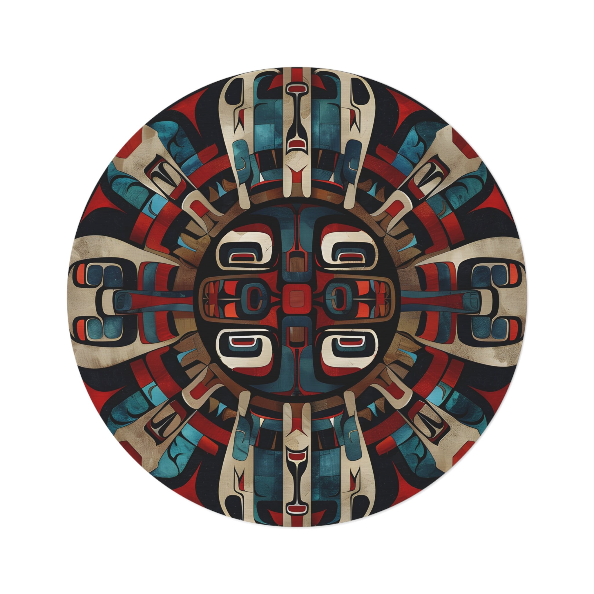 Native American Rug Pacific Northwest Navajo Round Rug, Indigenous ...