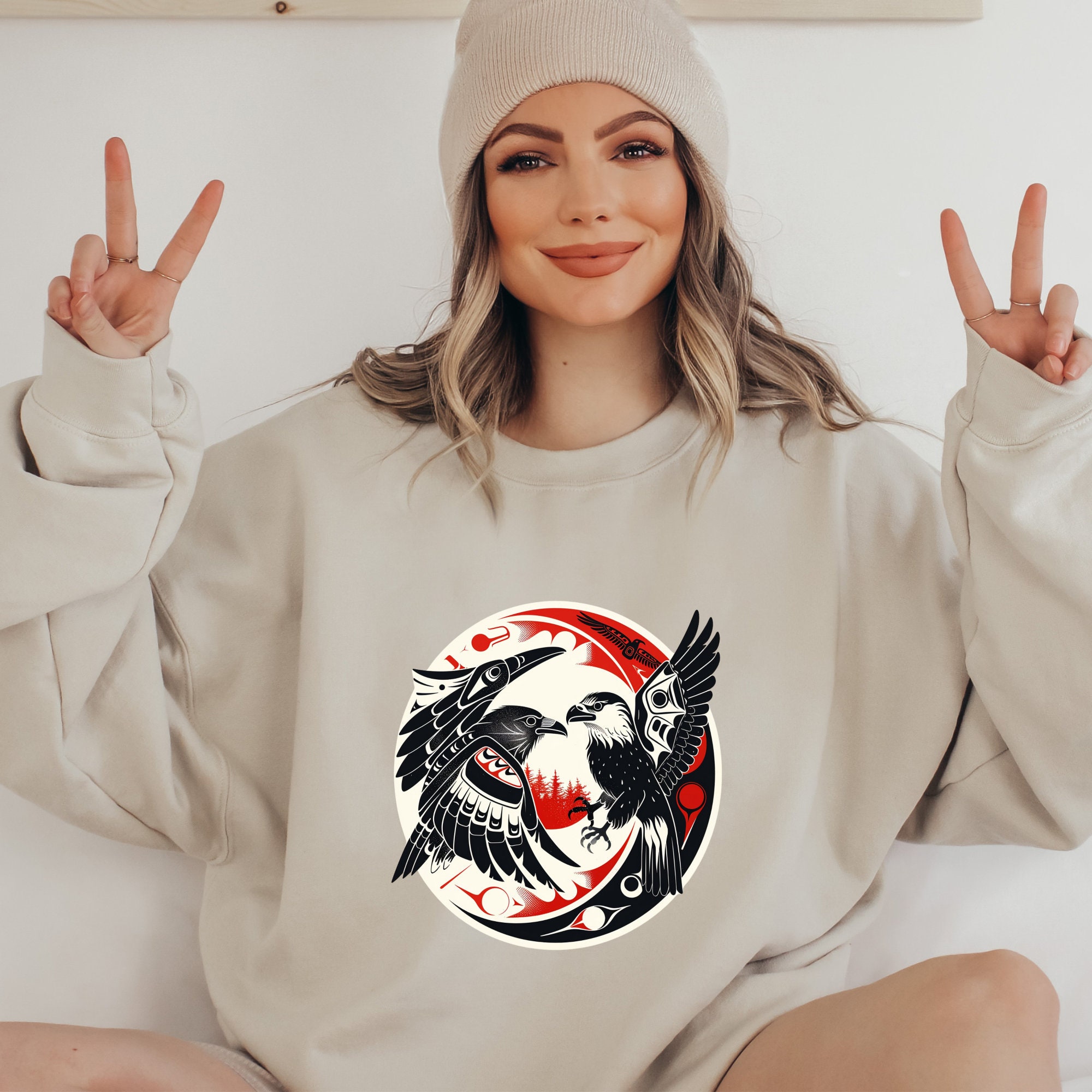 Alaskan Native Sweater, Raven and Eagle Tee, Tlingit and Haida Art ...