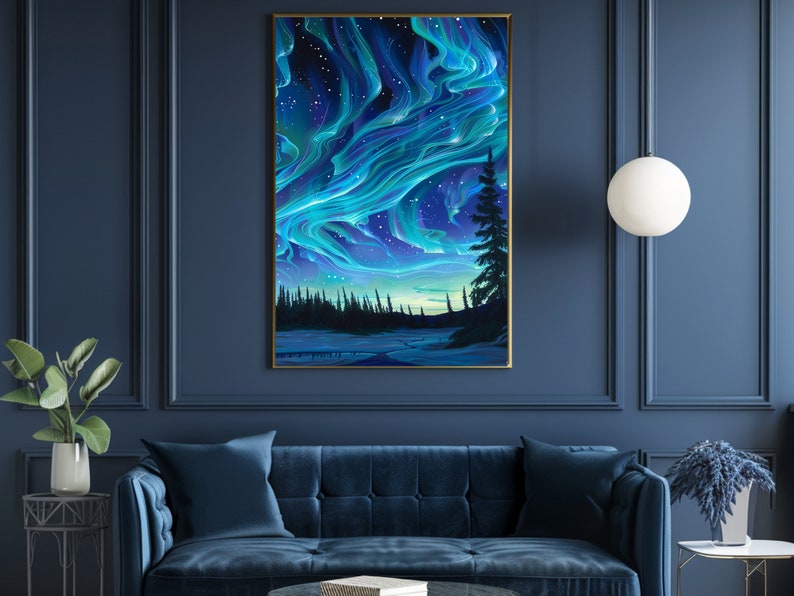 Inuit Aurora Borealis Art Print, Northern Lights Poster, Arctic Wall ...