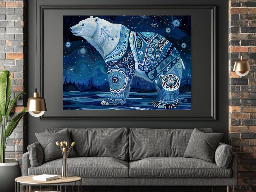 Inuit Art, Polar Bear Canvas, Alaskan Native Artwork, Traditional Inuit ...