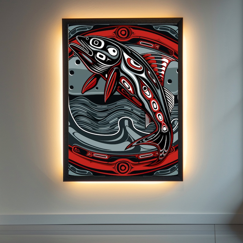 Haida Salmon Art Print, Traditional Haida Art, Tribal Tlingit Art for ...