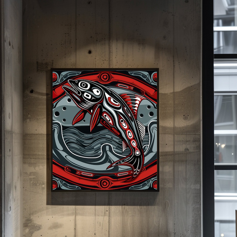 Haida Salmon Art Print, Traditional Haida Art, Tribal Tlingit Art for ...