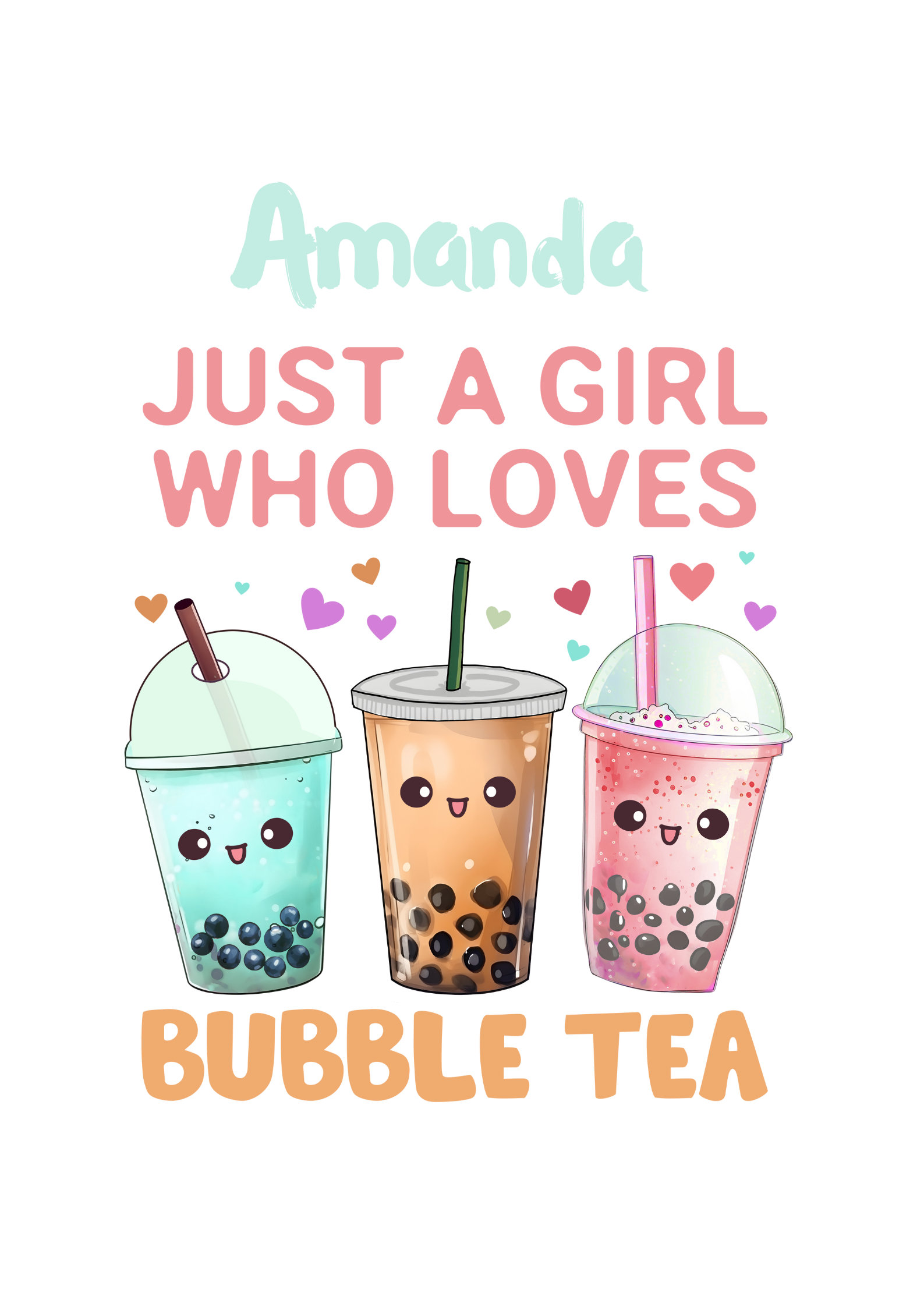 Personalised Bubble Tea Lover's Print, Bubble Tea Print, Bubble Tea ...