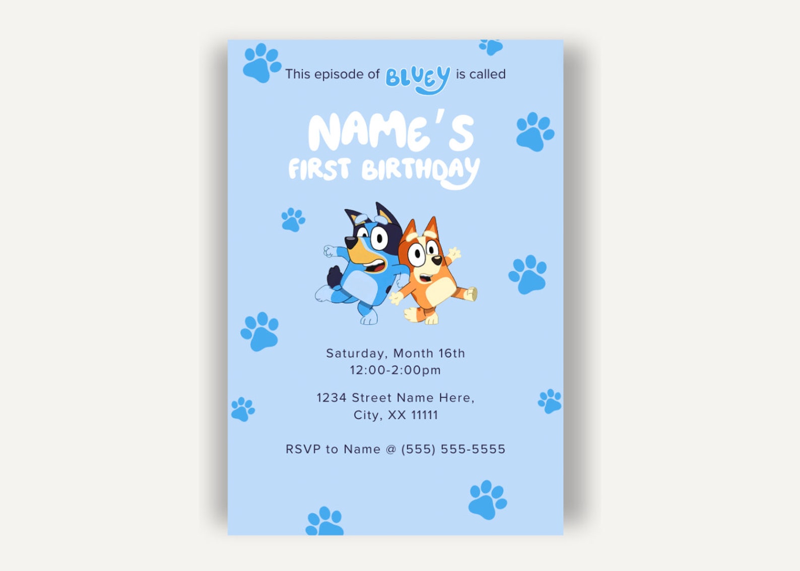 Bluey Digital Birthday Invitation CANVA Template, Boys Birthday Party ...