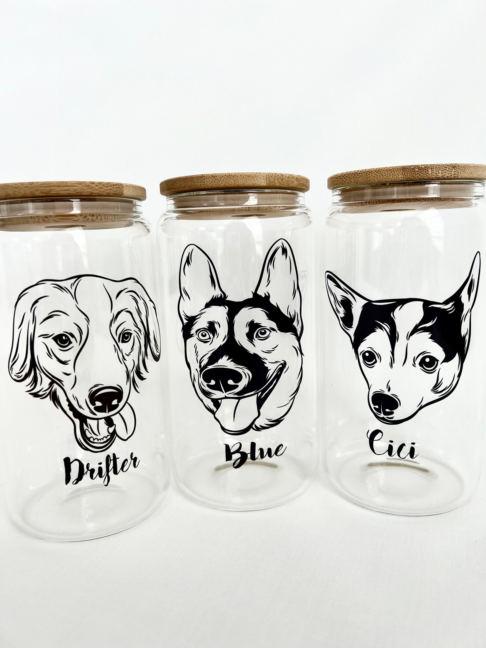 Custom Glass Can With Bamboo Lid and Straw - Etsy