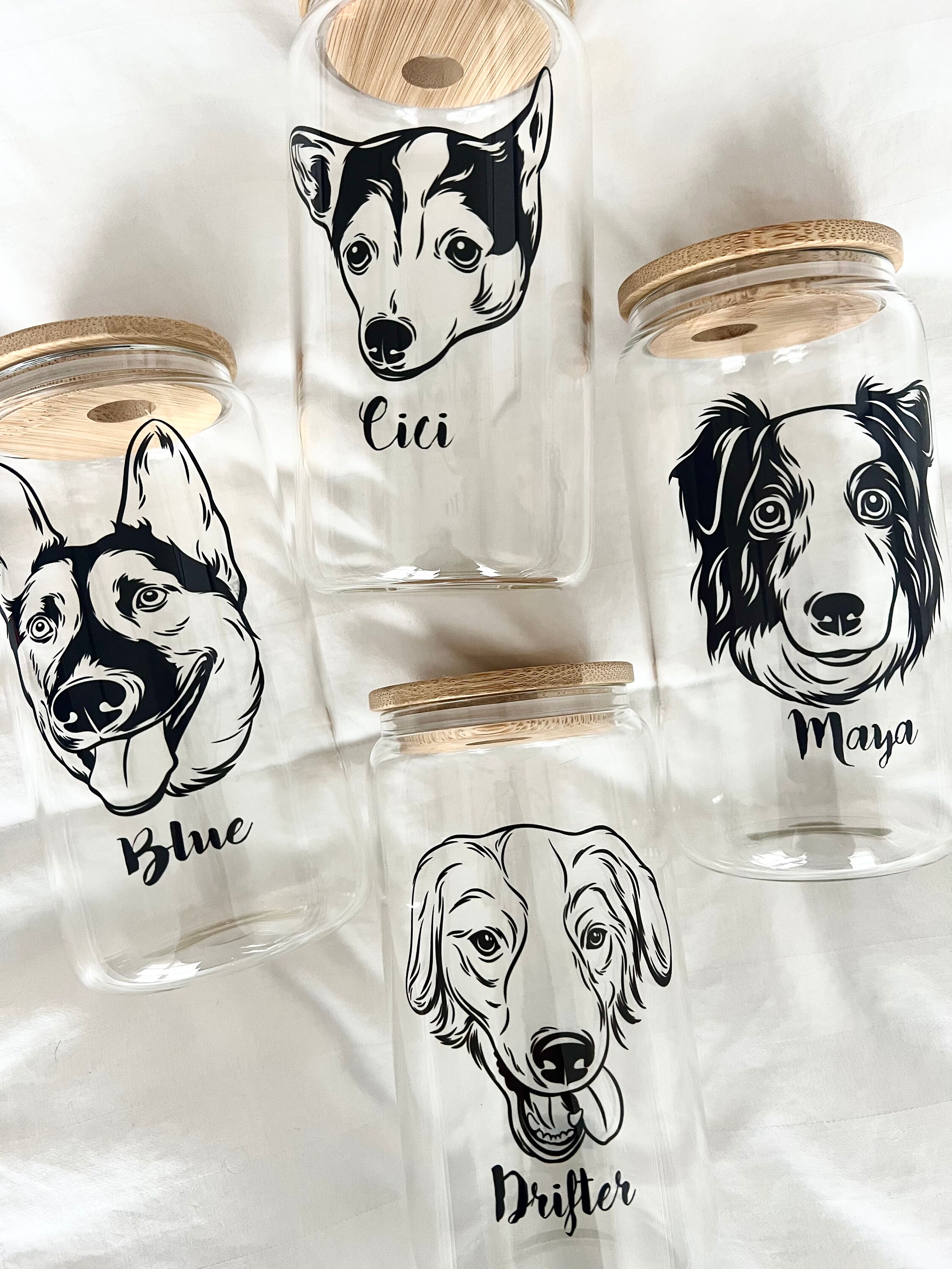 Custom Glass Can With Bamboo Lid and Straw - Etsy