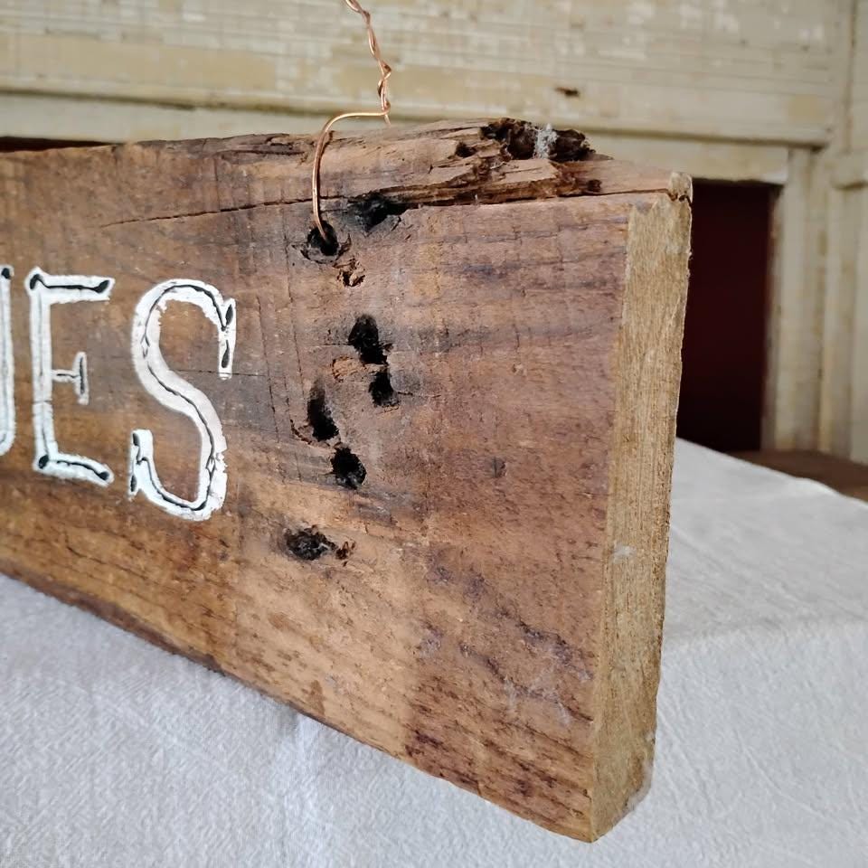 Antiques Sign Hand-painted by Seller on Salvaged Board From 1910 ...
