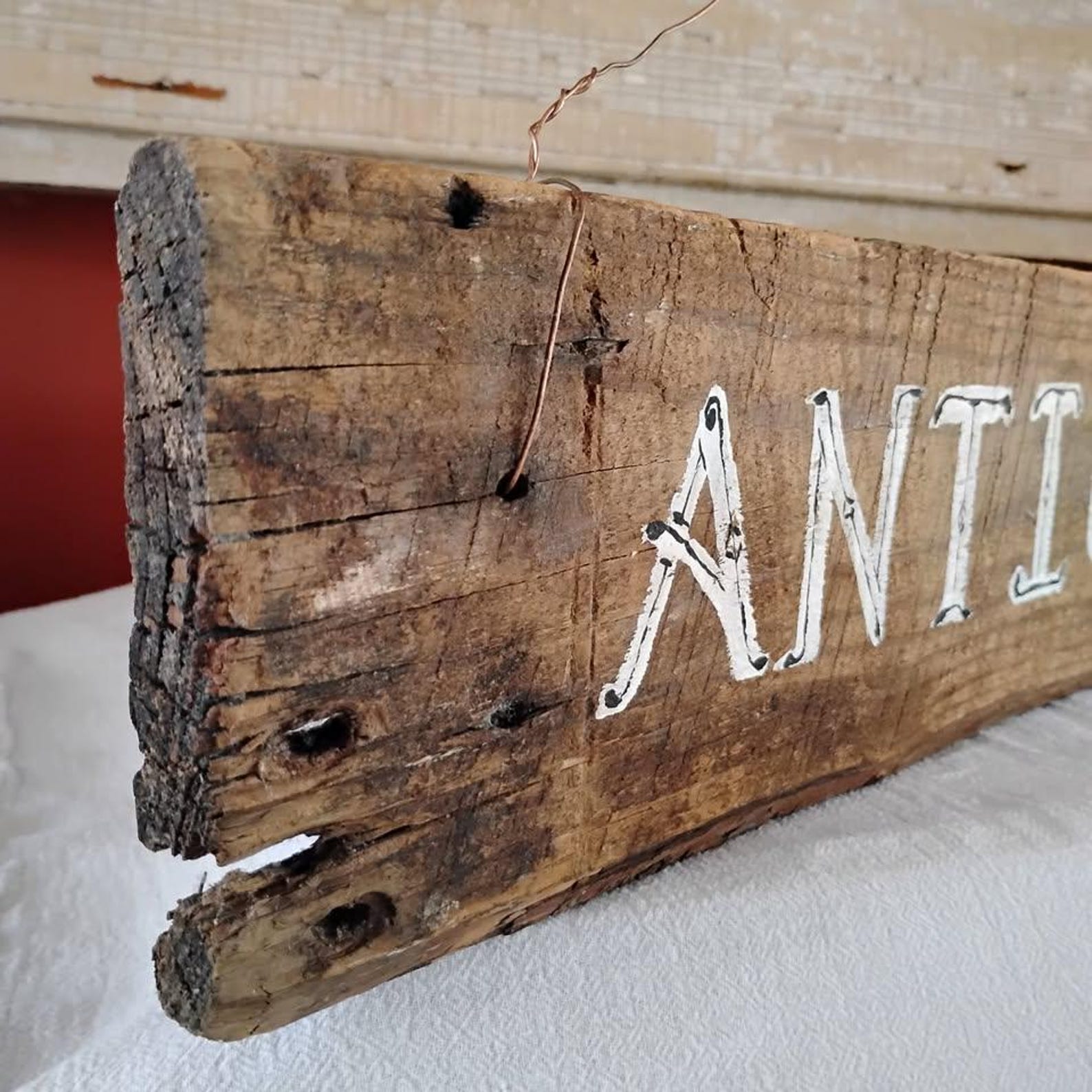 Antiques Sign Hand-painted by Seller on Salvaged Board From 1910 ...