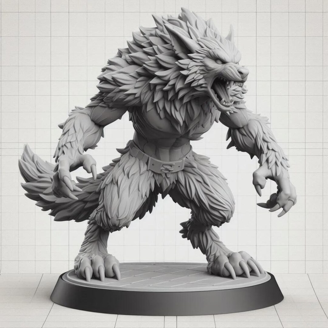 Growling Werewolf DND Figurine STL File - Etsy